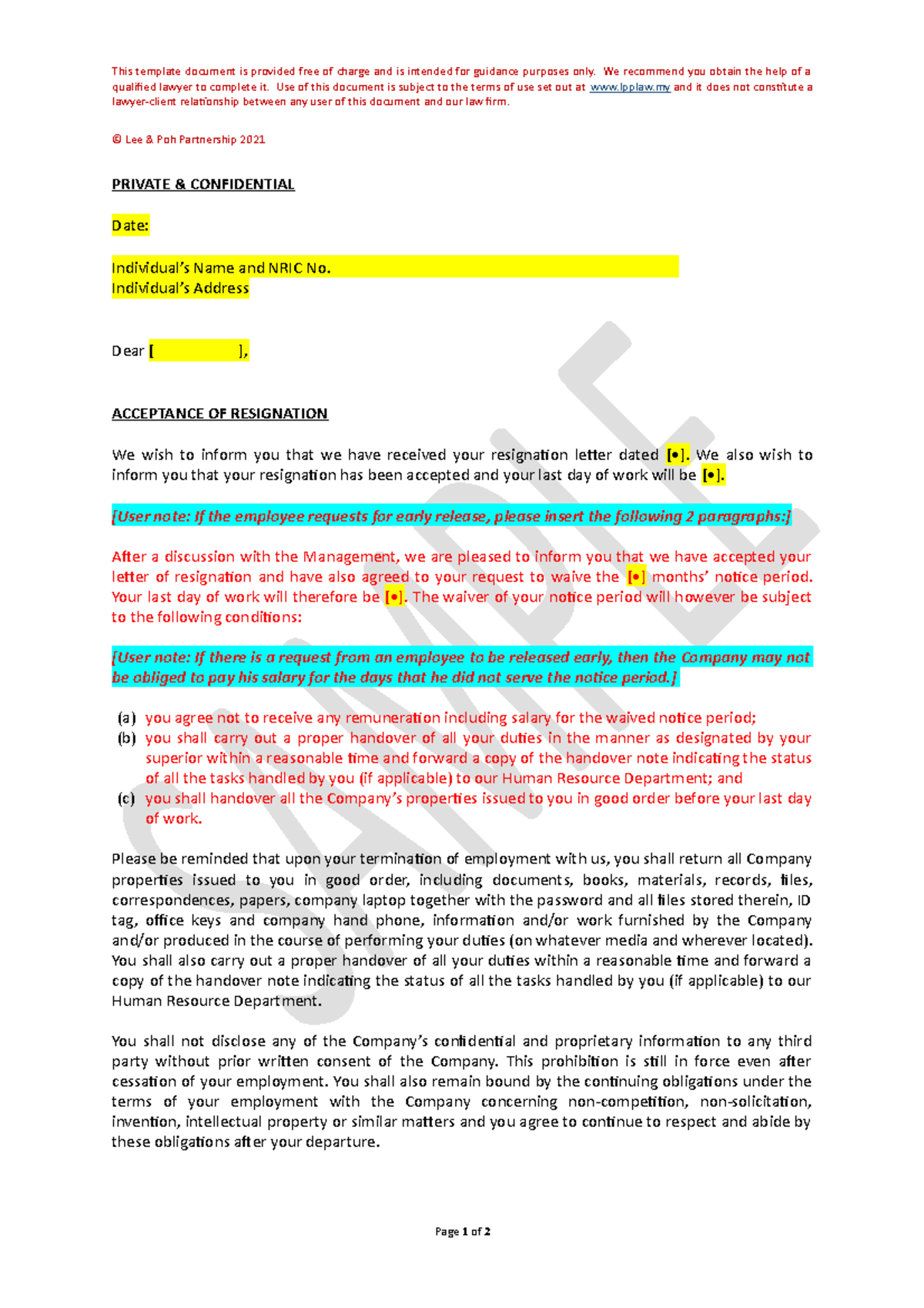 Sle Acceptance Of Resignation Letter From Employer Sle - Infoupdate.org