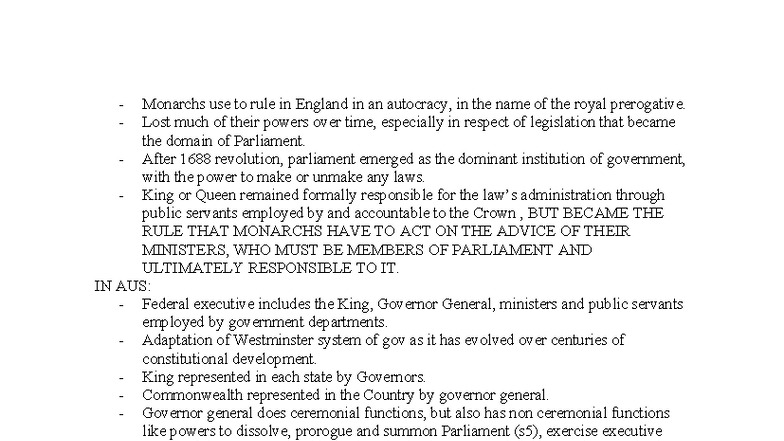 Executive Power in Australia: Lecture Notes (Course Code: 11) - Studocu