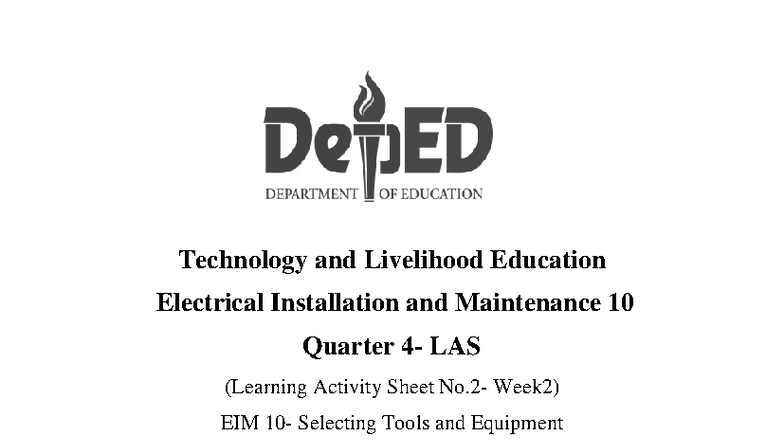 TLE10 EIM Selecting Tools and Equipment - Technology and Livelihood ...