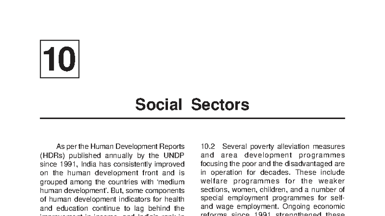 Chapter 10 - Social Sector Development and Poverty Alleviation Measures ...