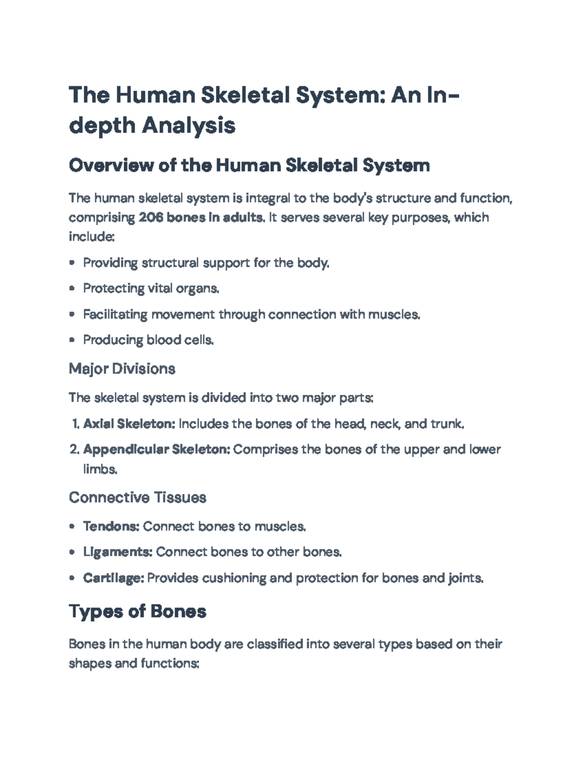 Human Skeletal System Overview: Structure, Types, and Functions - The Human Skeletal System: An ...