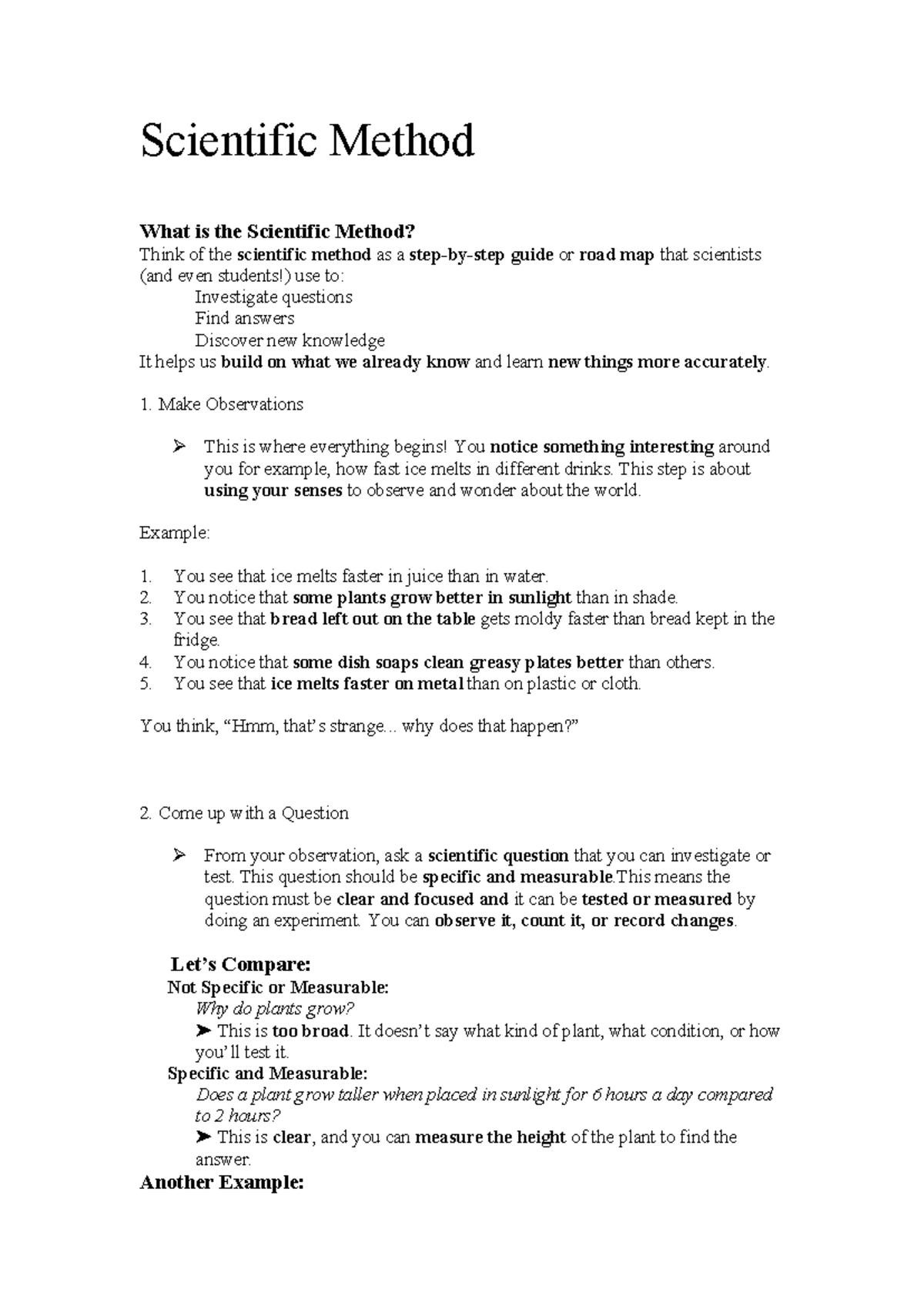 Scientific Method Overview: Steps & Examples for Science 101 - Studocu