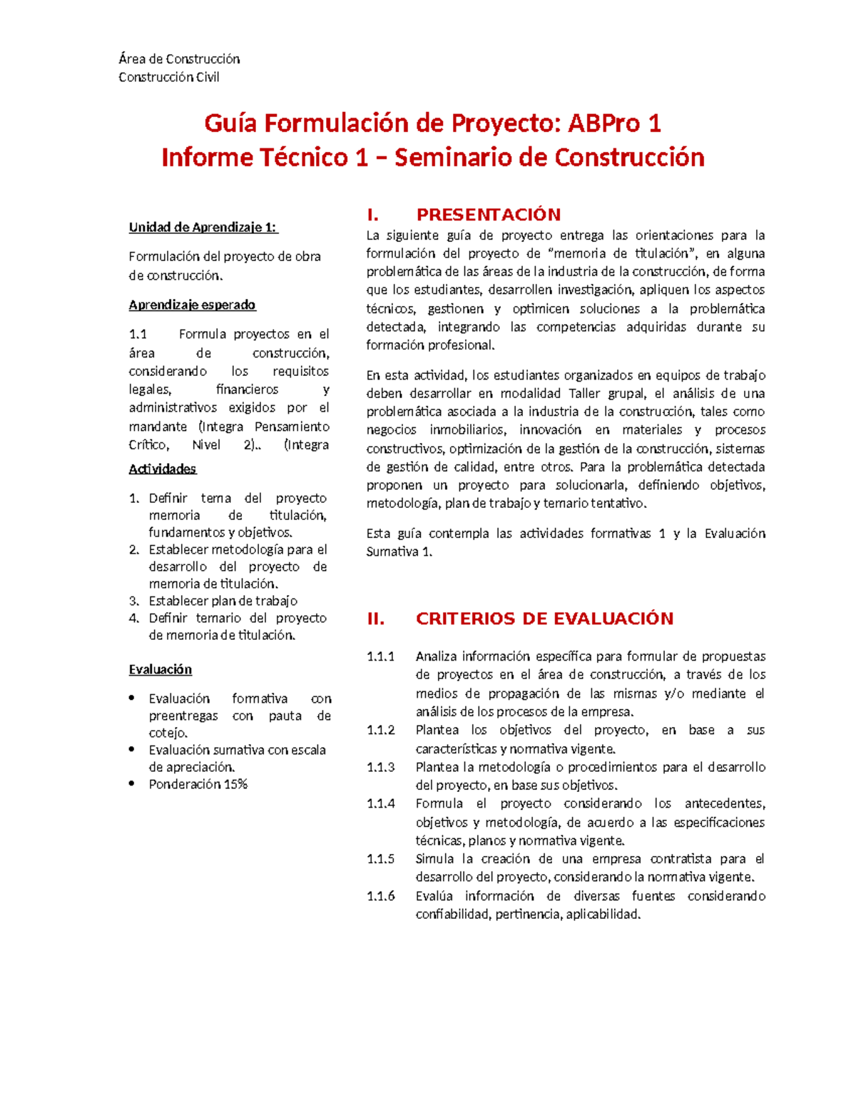 HICC01 U1 Guía de Proyecto - Formulación ABPro 1 en Construcción - Studocu