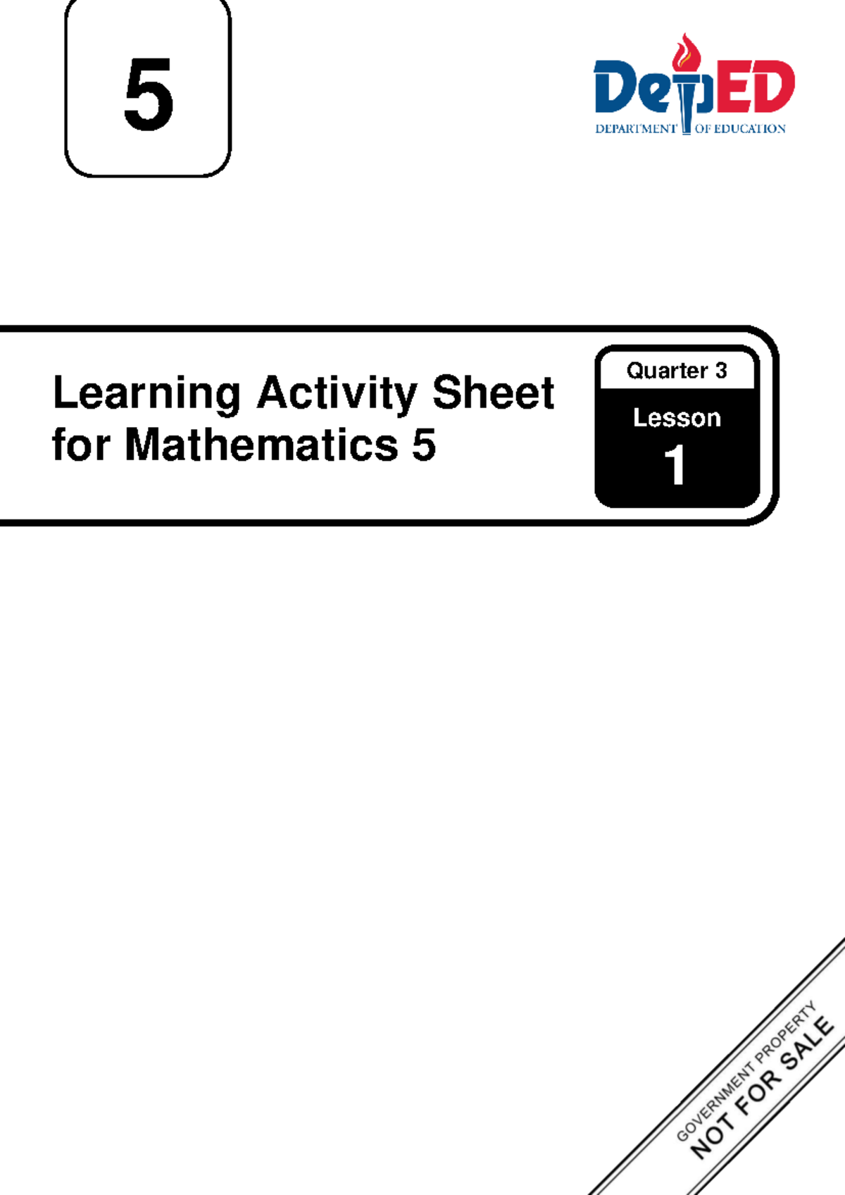 Q3 LAS Math 5: Lesson 1 - Identifying Graphs (Week 1) - Studocu