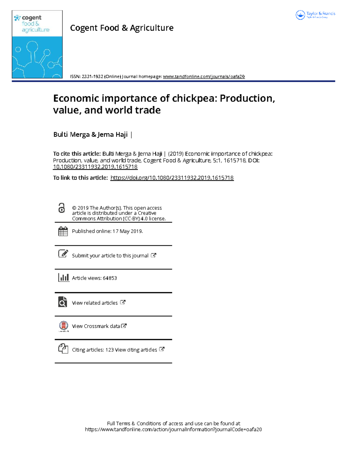 Economic Importance of Chickpea: Production, Value & Trade Analysis ...