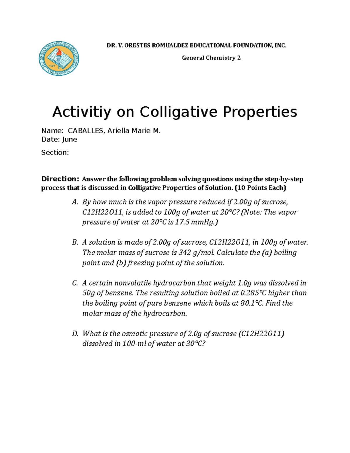 Colligative-properties-activities - DR. V. ORESTES ROMUALDEZ ...