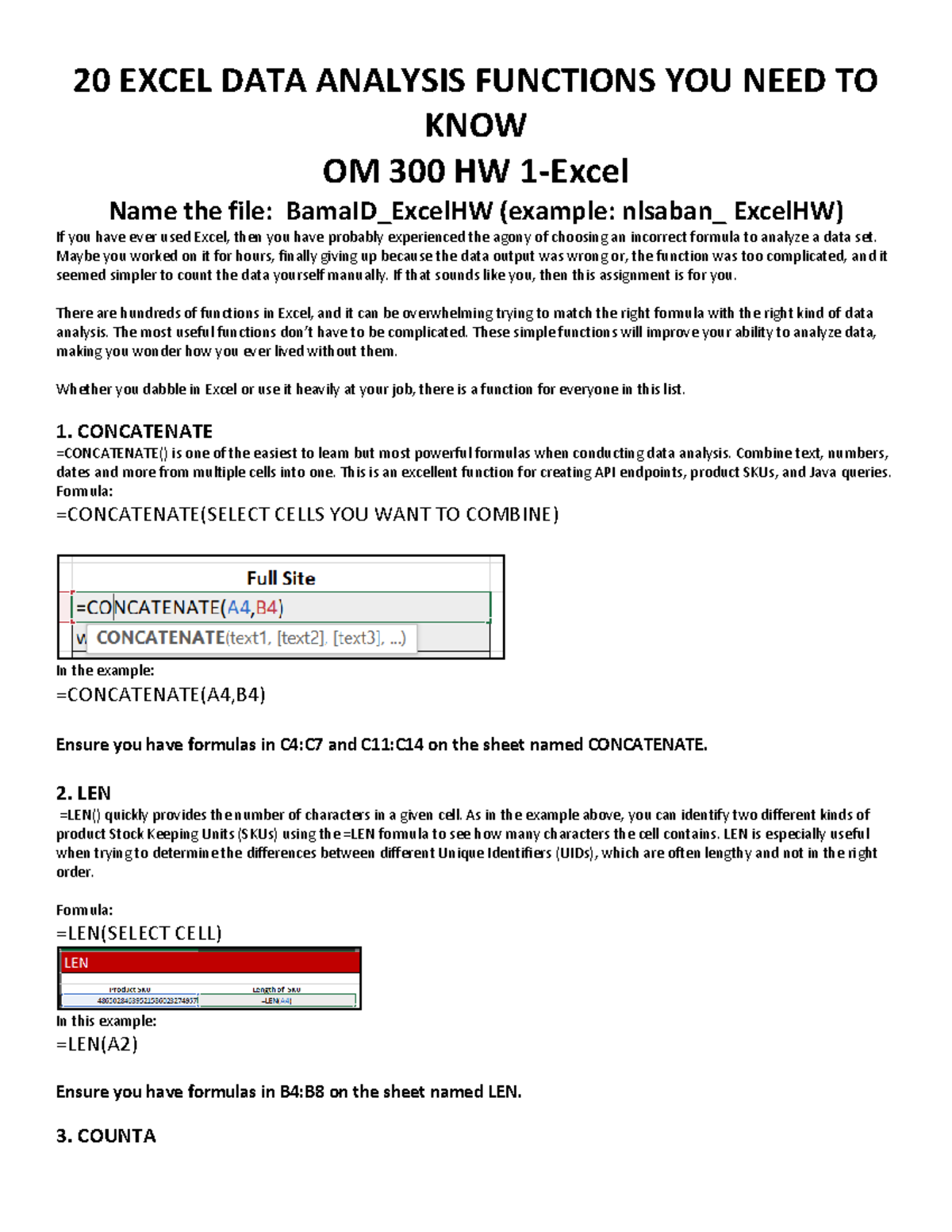 20 Essential Excel Data Analysis Functions for OM 300 HW - Studocu