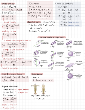PHYS110 Review Notes - Phys 110 Review 1 KEY FORMULAE Phys 110 Notes 1 ...
