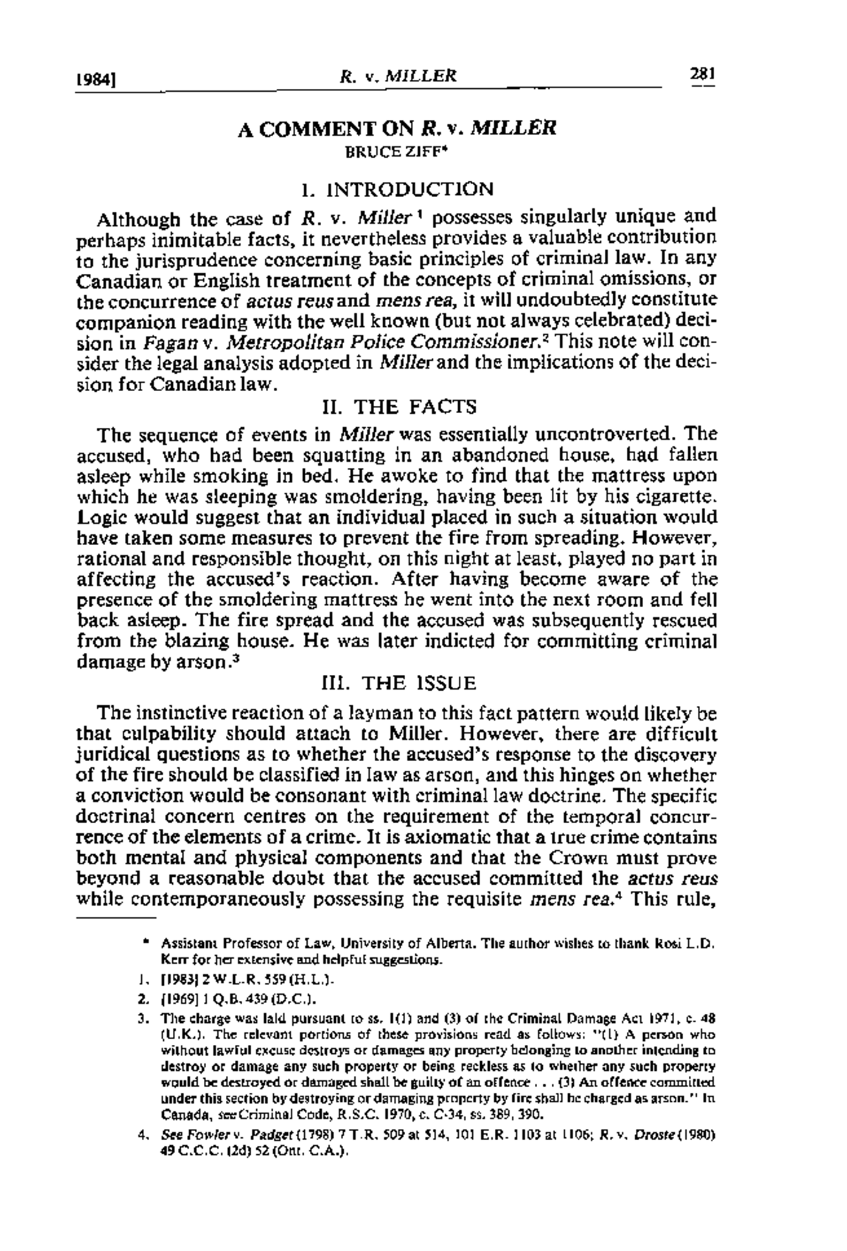 R v. Miller: Analyzing Criminal Liability and Omissions in Law - Studocu