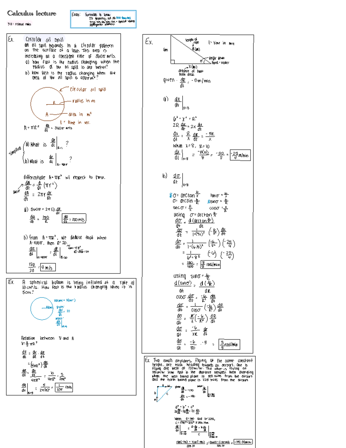 Calculus 1 - Prof. Medvedovsky - Calculus lecture Exam: formulas to ...