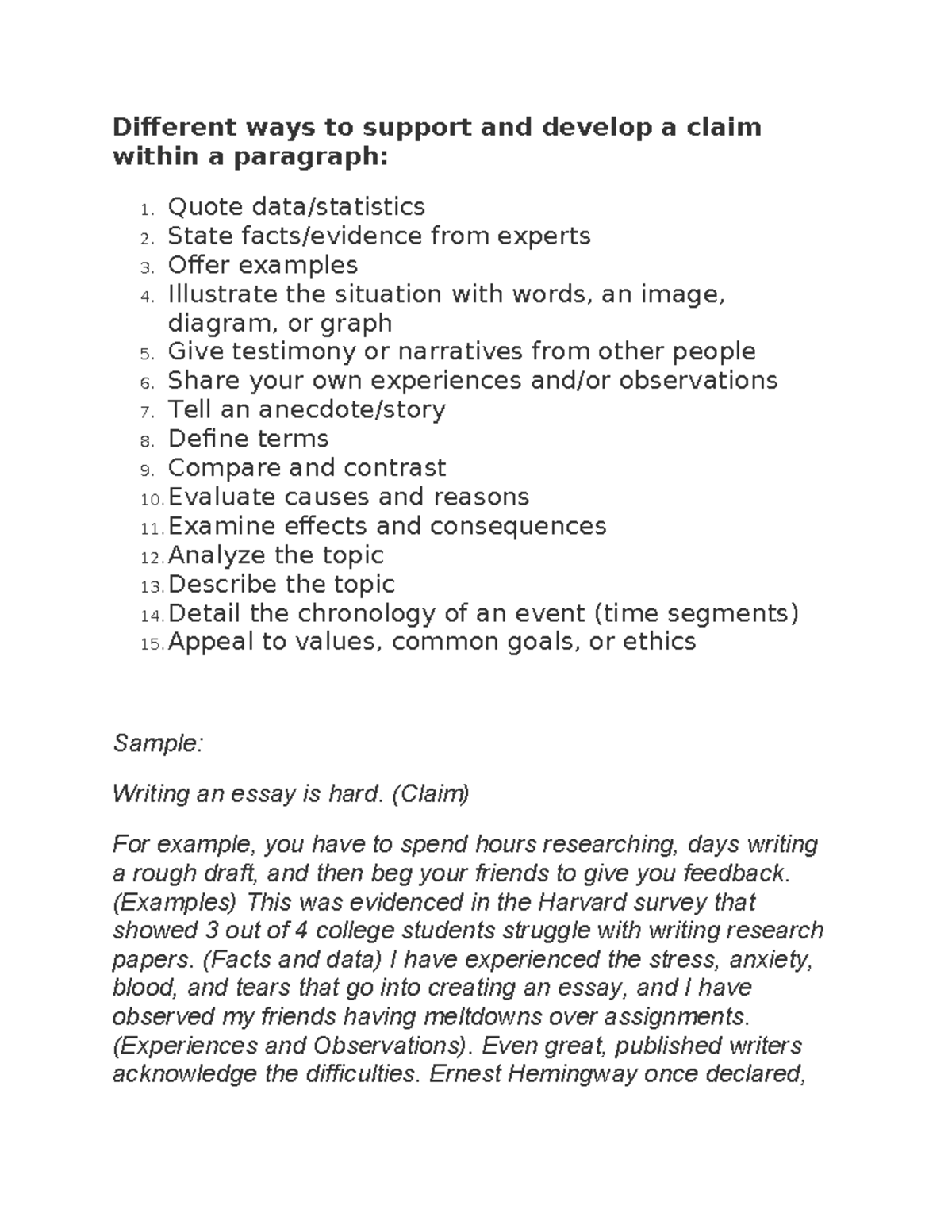 Strategies for Supporting Claims in Paragraphs: Techniques & Examples ...