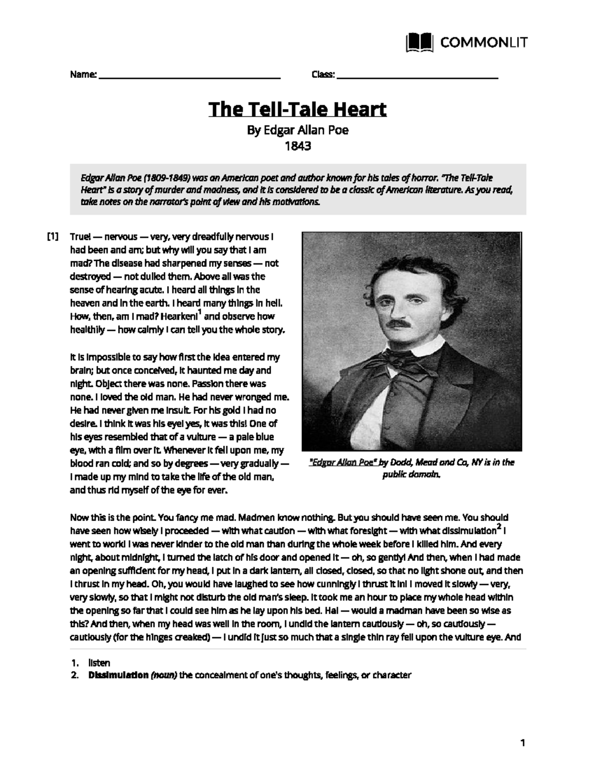 The Tell-Tale Heart (ENG101): A Study of Madness and Guilt - Studocu