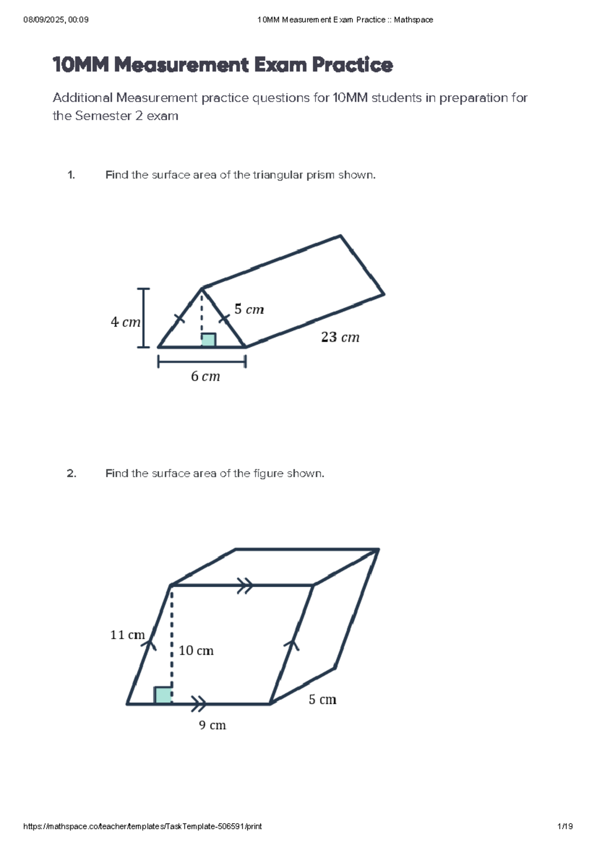 10MM Measurement Exam Practice Questions for Semester 2 Exam - Studocu