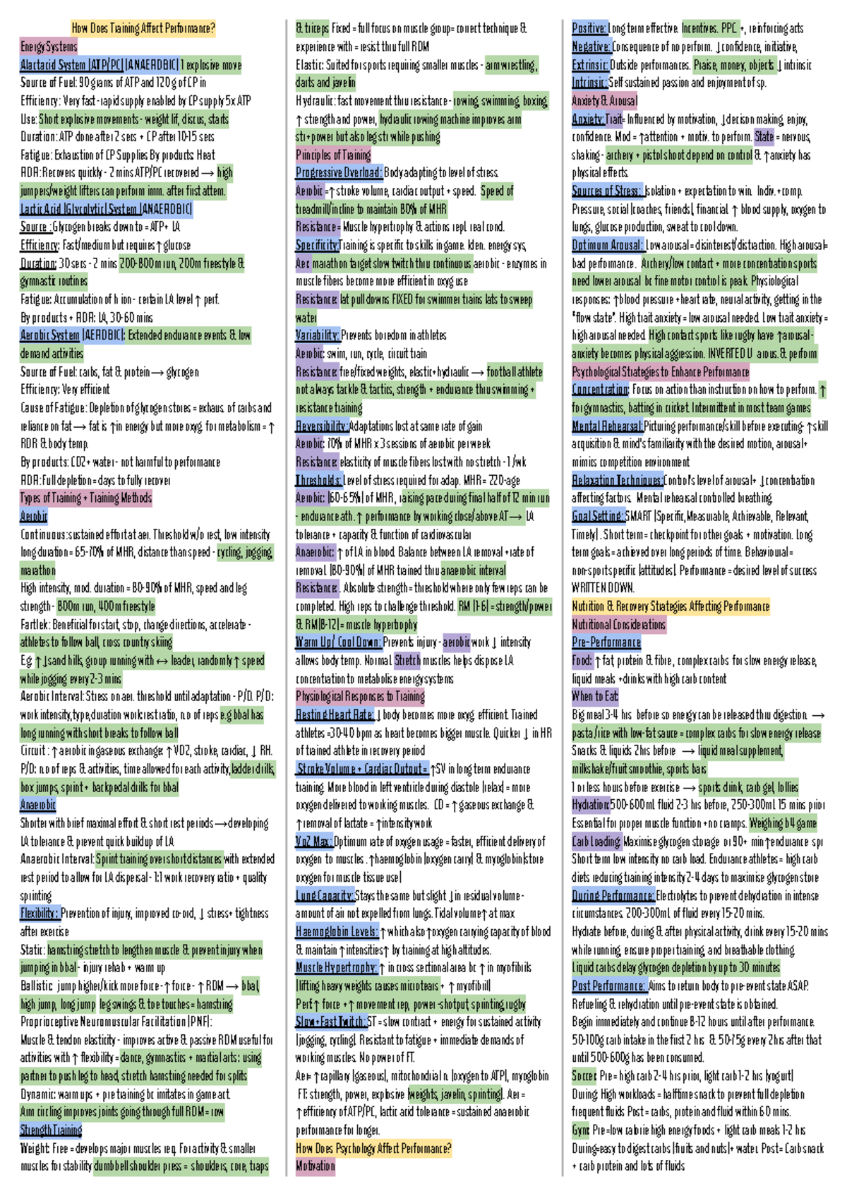 PDHPE Core 2 Final Exam Summary: Training and Performance Insights ...