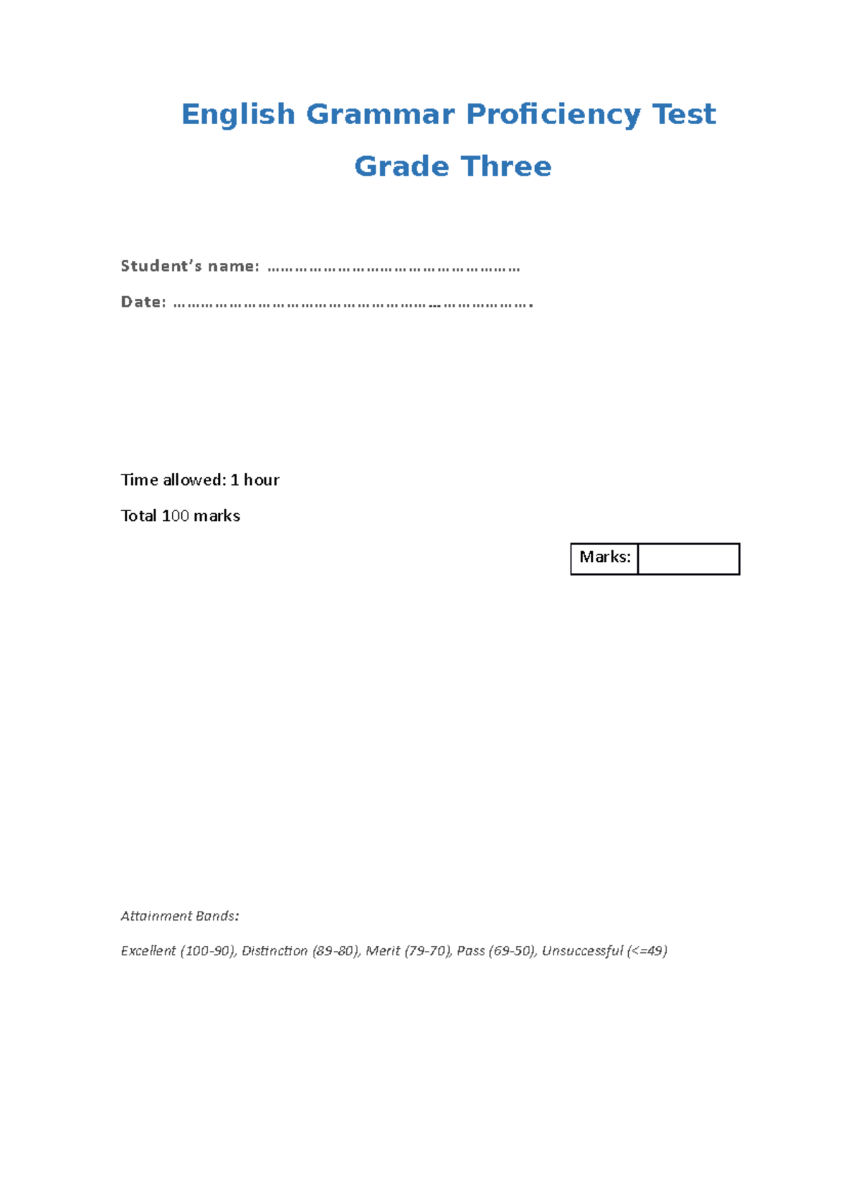 English Grammar Proficiency Test ...