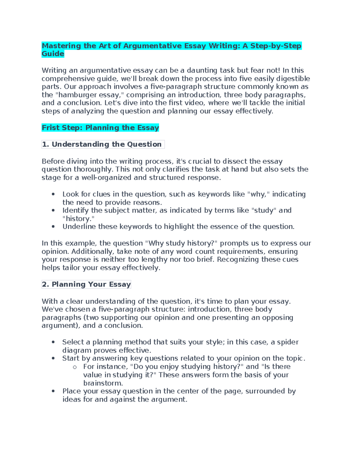 Argumentative Writing Videos Summary - Mastering the Art of ...
