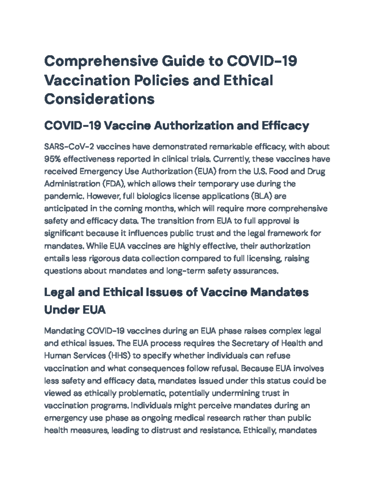 Comprehensive Guide to COVID-19 Vaccine Mandates and Ethics - Studocu