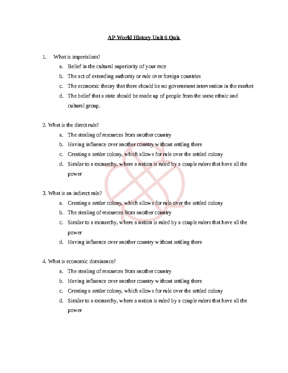 AP World History Unit 6 Study Notes - Studocu