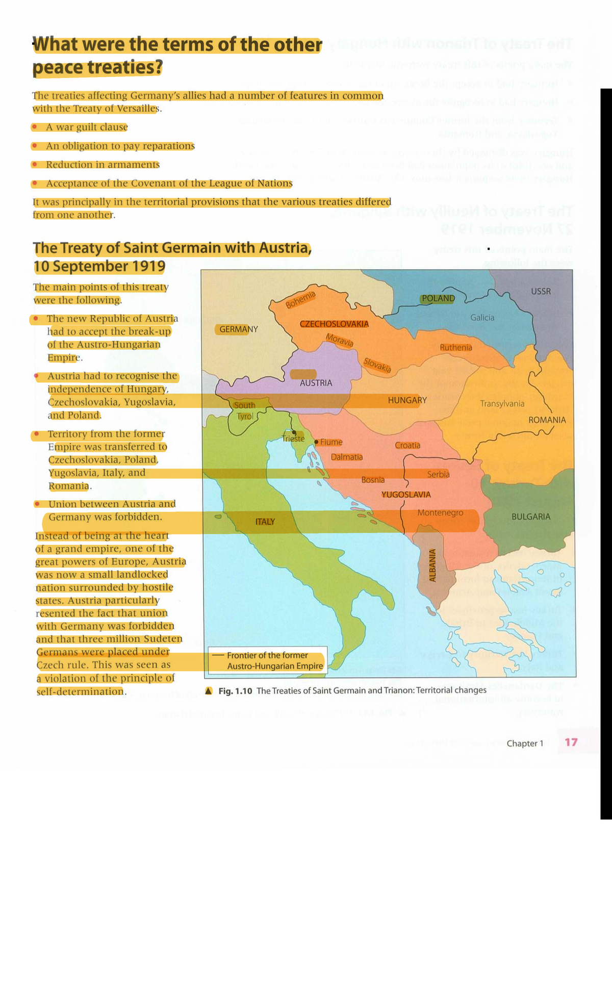 Comprehensive Notes on Peace Treaties Post-WWI: Key Features and ...