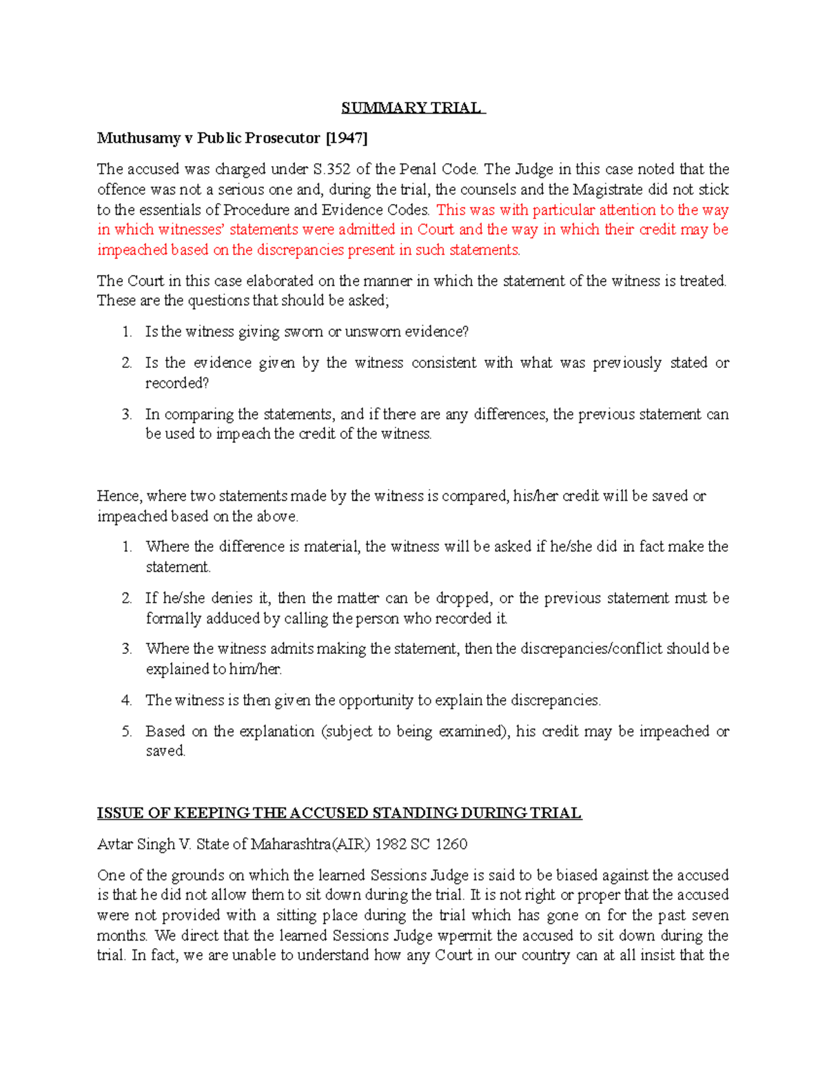 Summary of Legal Principles in Trial Procedures and Pleading - Studocu