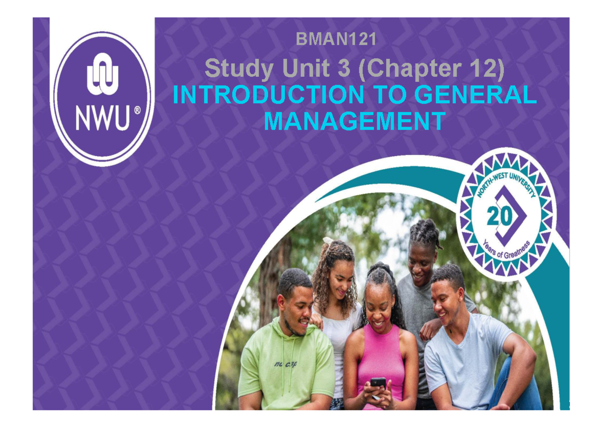 BMAN121 Study Unit 3: Intro to General Management Concepts - Studocu