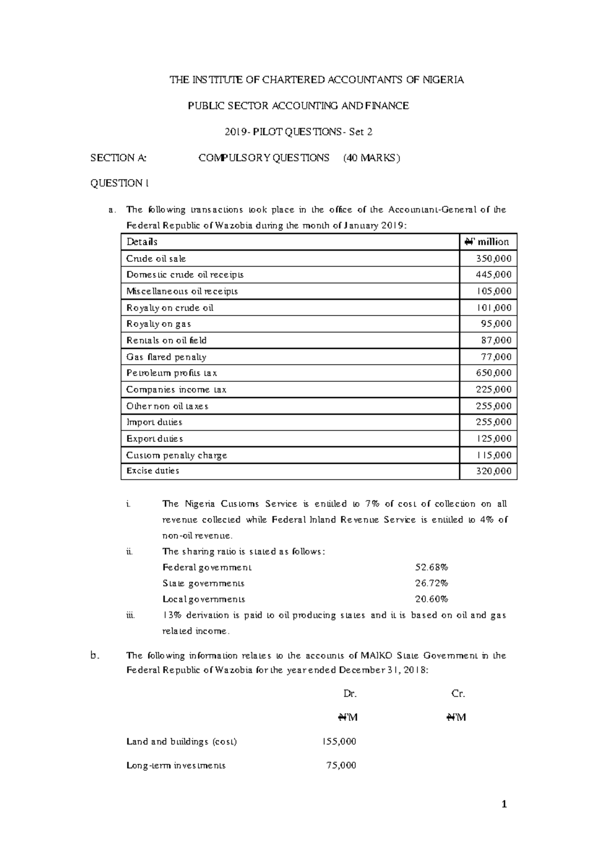 PSAF 2019 Public Sector Accounting & Finance Pilot Questions Set 2 ...