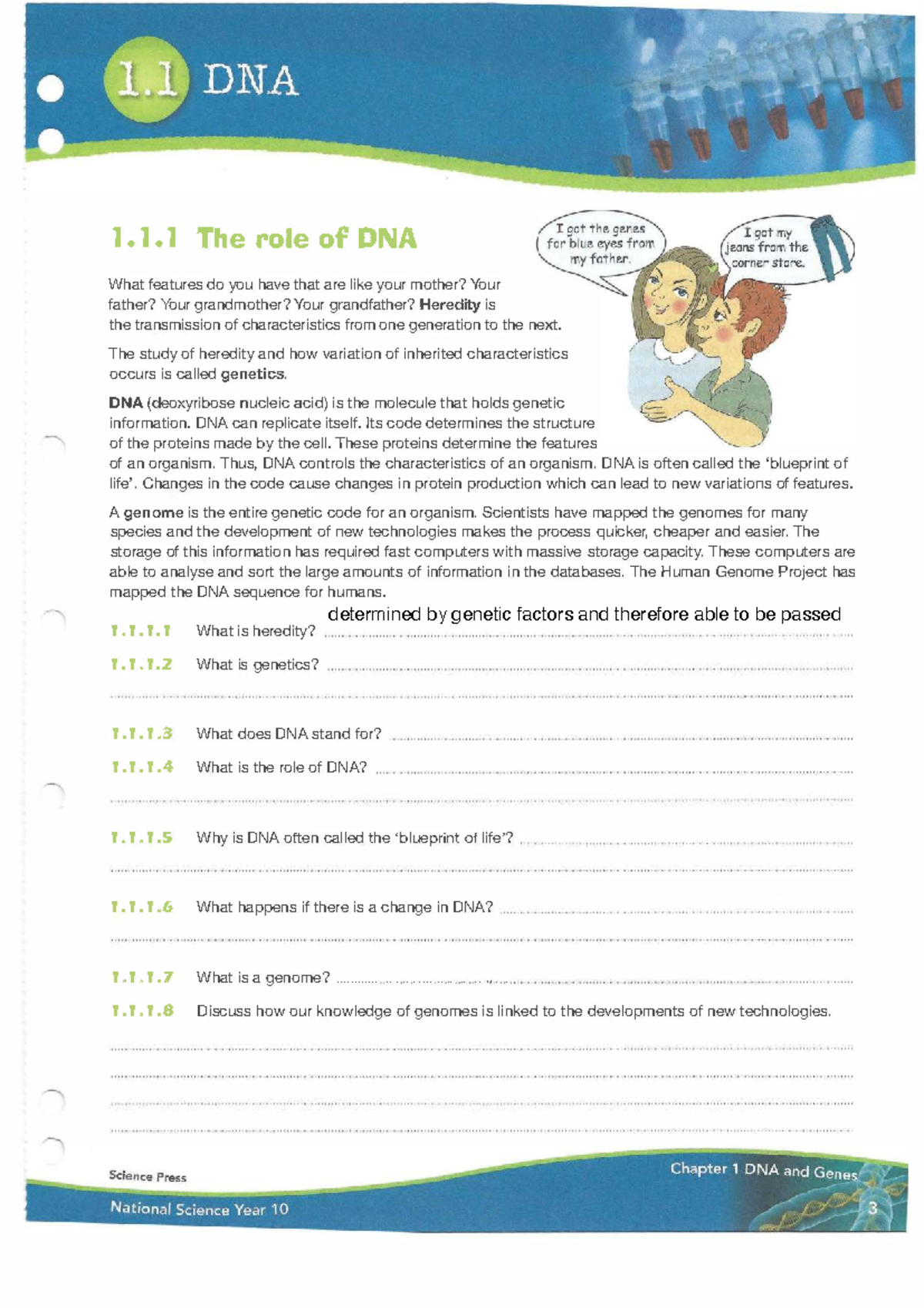 1.1.1 The Role of DNA: Understanding Heredity and Genetics - Studocu