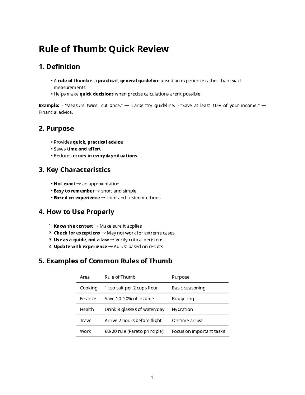 Rule of Thumb: Quick Review and Practical Guidelines - Studocu