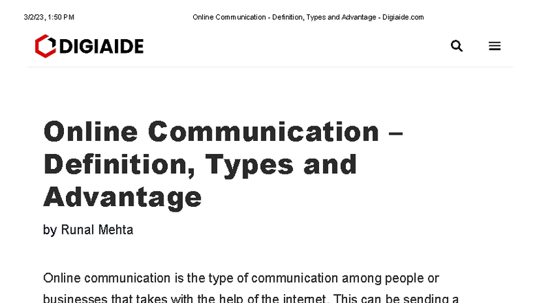 Online Communication - Definition- Types and Advantage - Digiaide ...