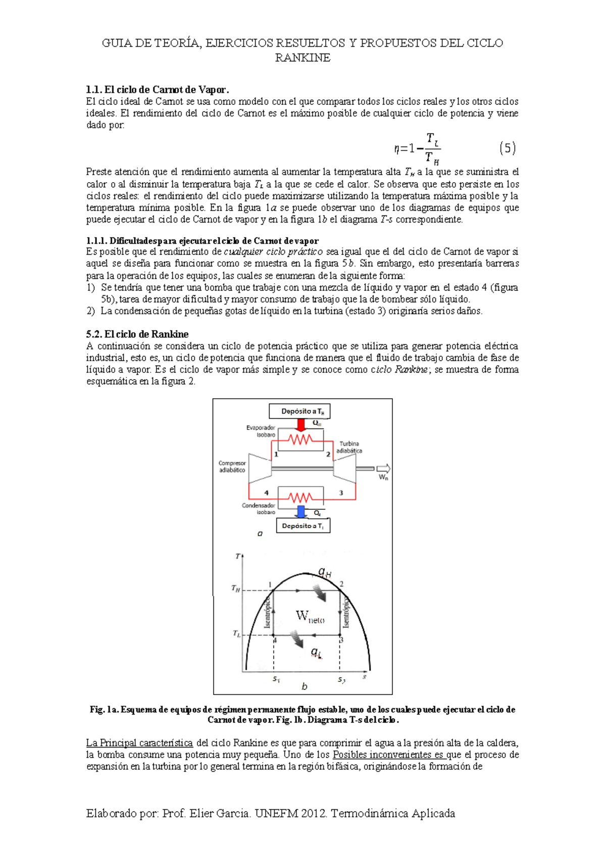 Guía de Ejercicios y Teoría: Ciclo Rankine Simple - Termodinámica - Studocu