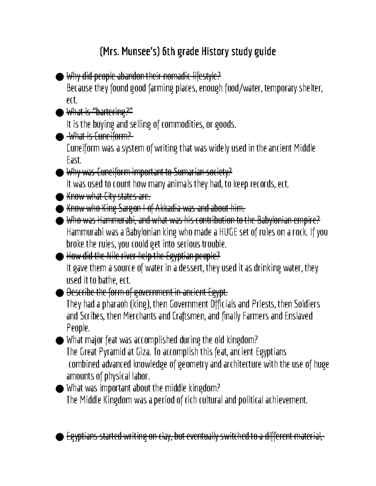 6th Grade History Study Guide: Key Concepts & Civilizations - Studocu