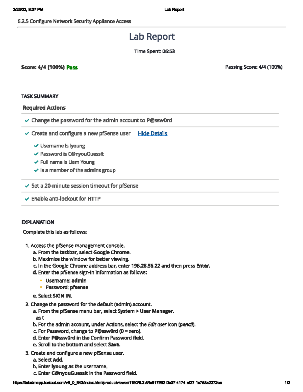 6.2.5 Configure Network Security Appliance Access - 9:07 PM Lab Report ...