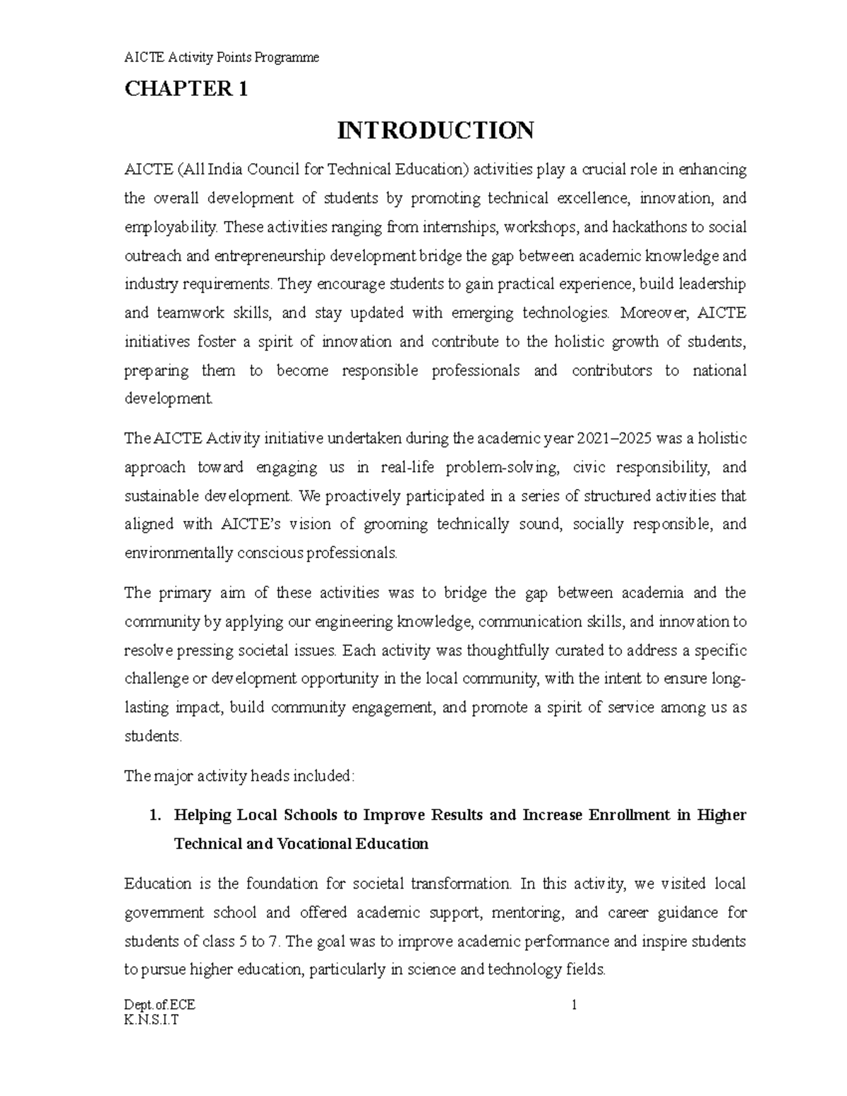 AICTE Activity Points Programme: Engaging Students in Community ...