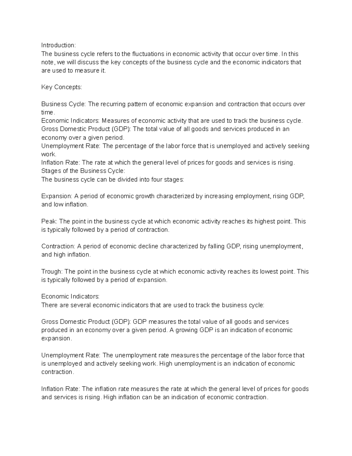 ECON 101: The Business Cycle and Key Economic Indicators Explained ...