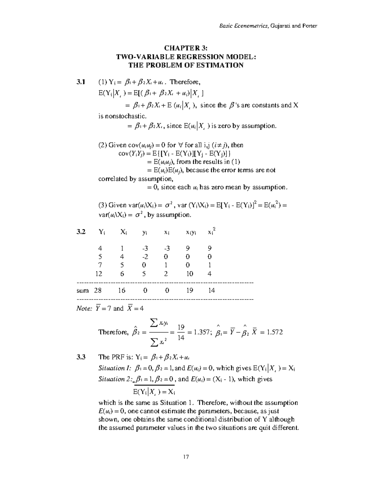 chapter 3 answer basic econometrics - CHAPTER 3: TWO-VARIABLE REGRESSION MODEL: THE PROBLEM OF ...