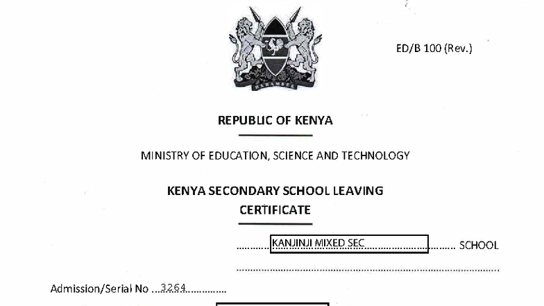 Joseph Mugo Leaving Certificate - KSSLC 2010 - Studocu
