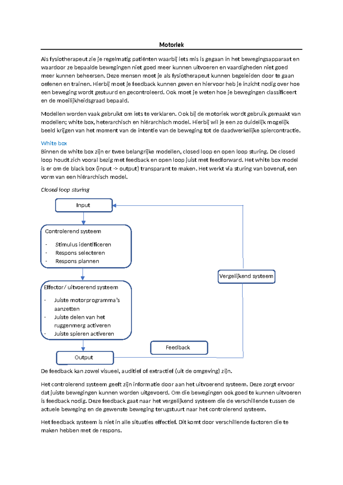 Fysiologie en Motoriek: Inzicht in Beweging en Sturing (FYS-4 ...