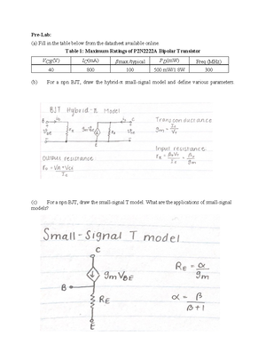 elec 311 lab1 report - ELEC 311 F 2242 Lab Report On Lab 3 BIPOLAR JUNCTION TRANSISTORS AND ...