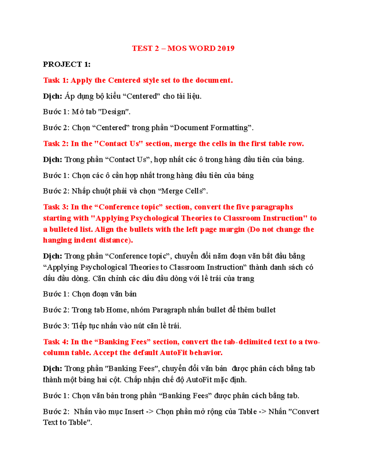 WORD-TEST-2 - Final Exam Tasks for MOS Word 2019 - Studocu