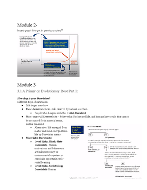 EXAM BANK Questions - Section 1 - Where are we - Modules 1 and 2 - 21 Jan 2023 - 1 BIOL350 ...