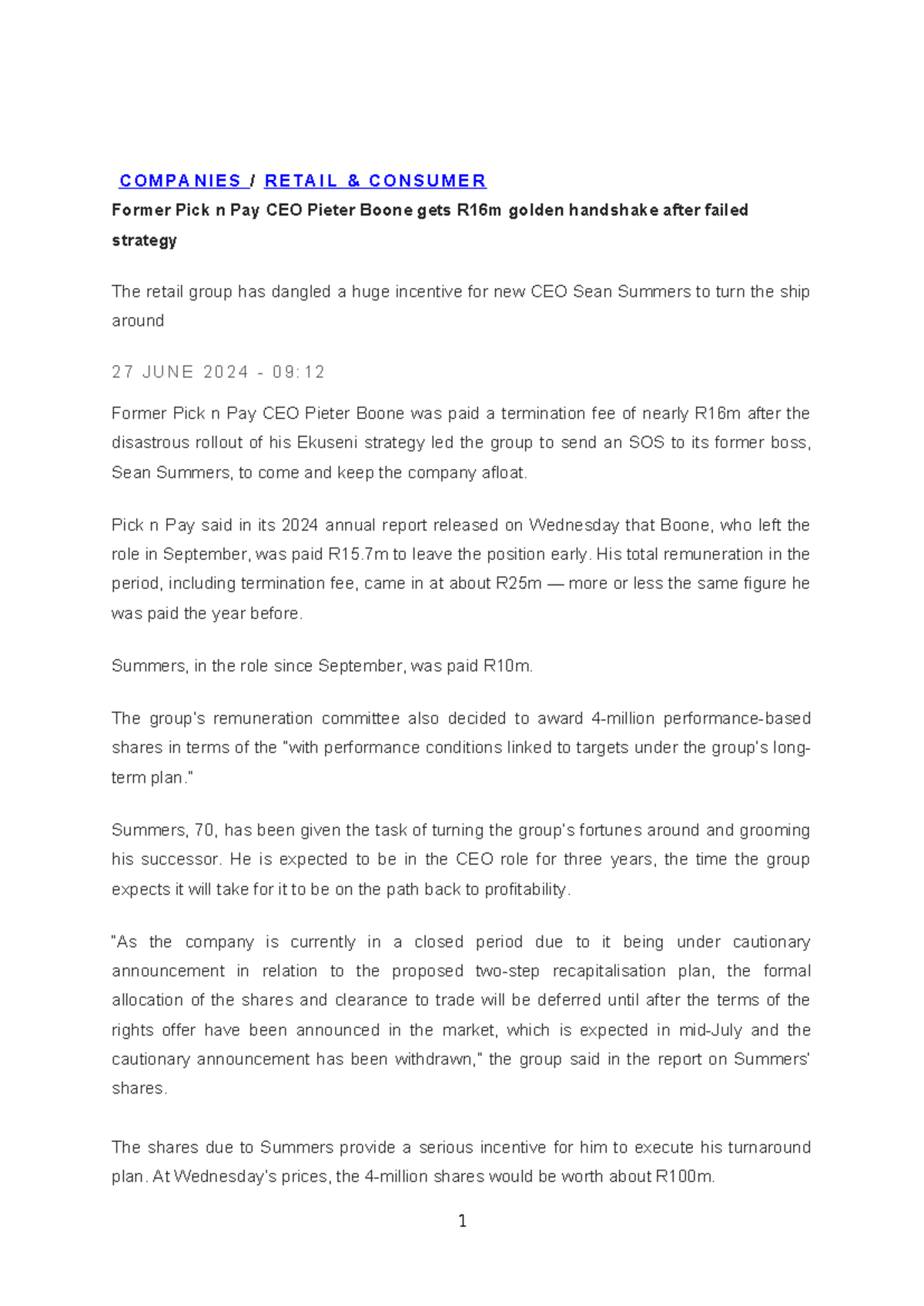 Pieter Boone's Departure: Pick n Pay's Struggles & CEO Transition (2024 ...