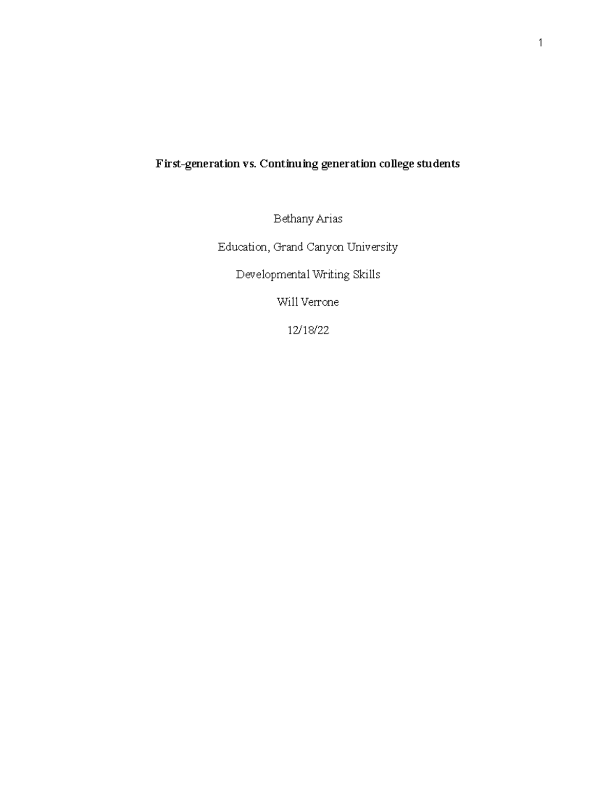 First-generation vs Continuing genration college students - First ...