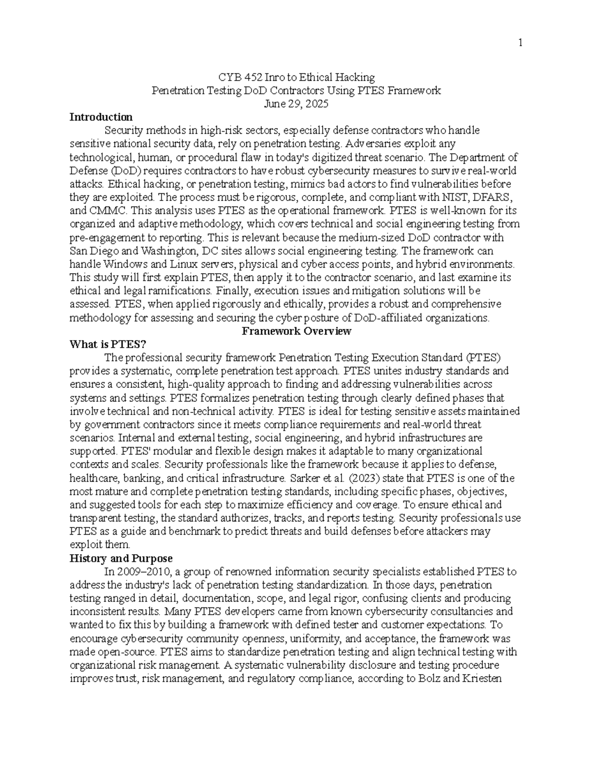 CYB 452 Final Paper: Ethical Hacking & Penetration Testing for DoD ...