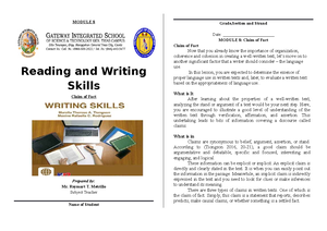 Reading and writing skills q1 module 1 - Reading and Writing Skills ...