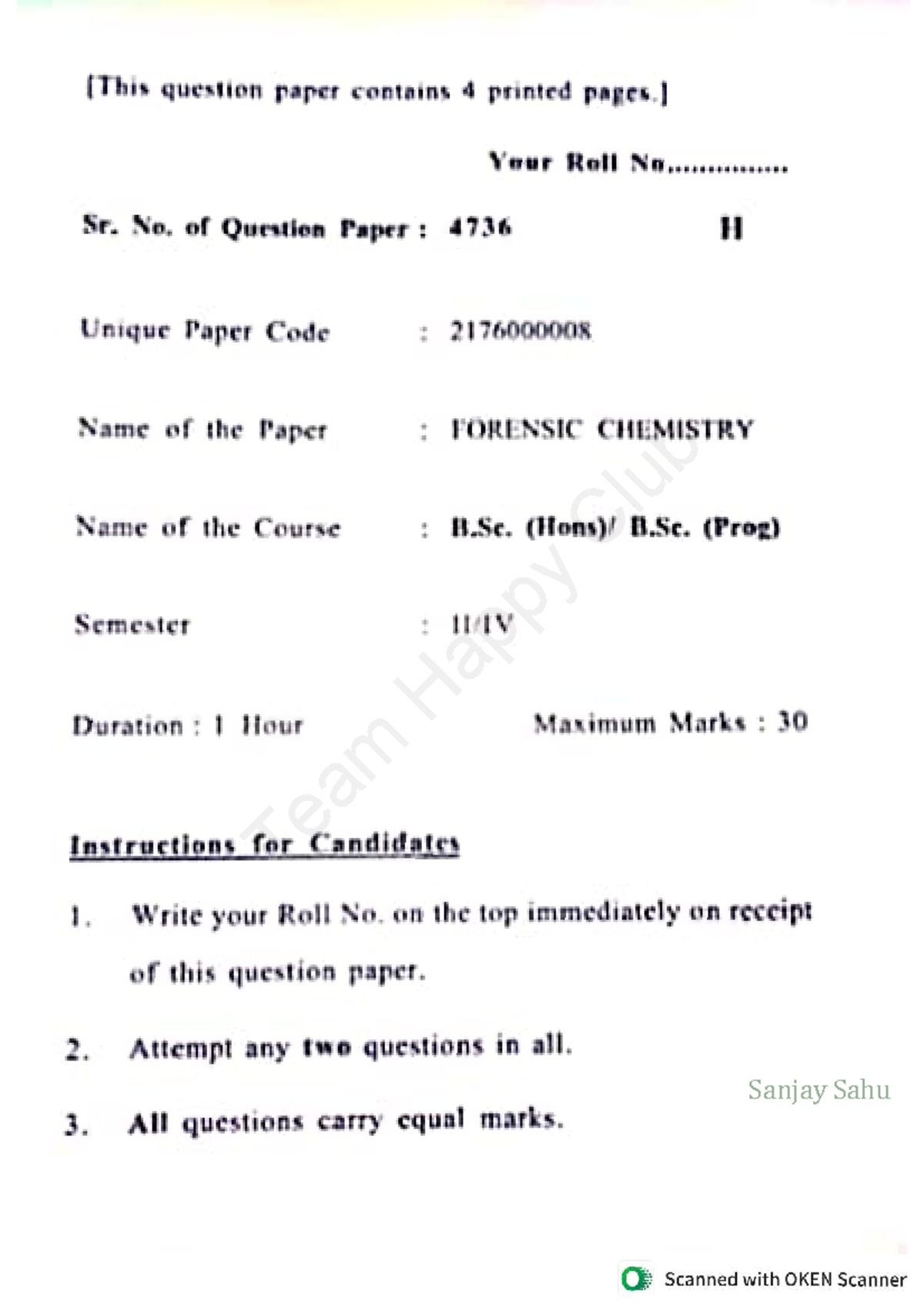 SEC- Forensic Chemistry - Zoology hons - Studocu