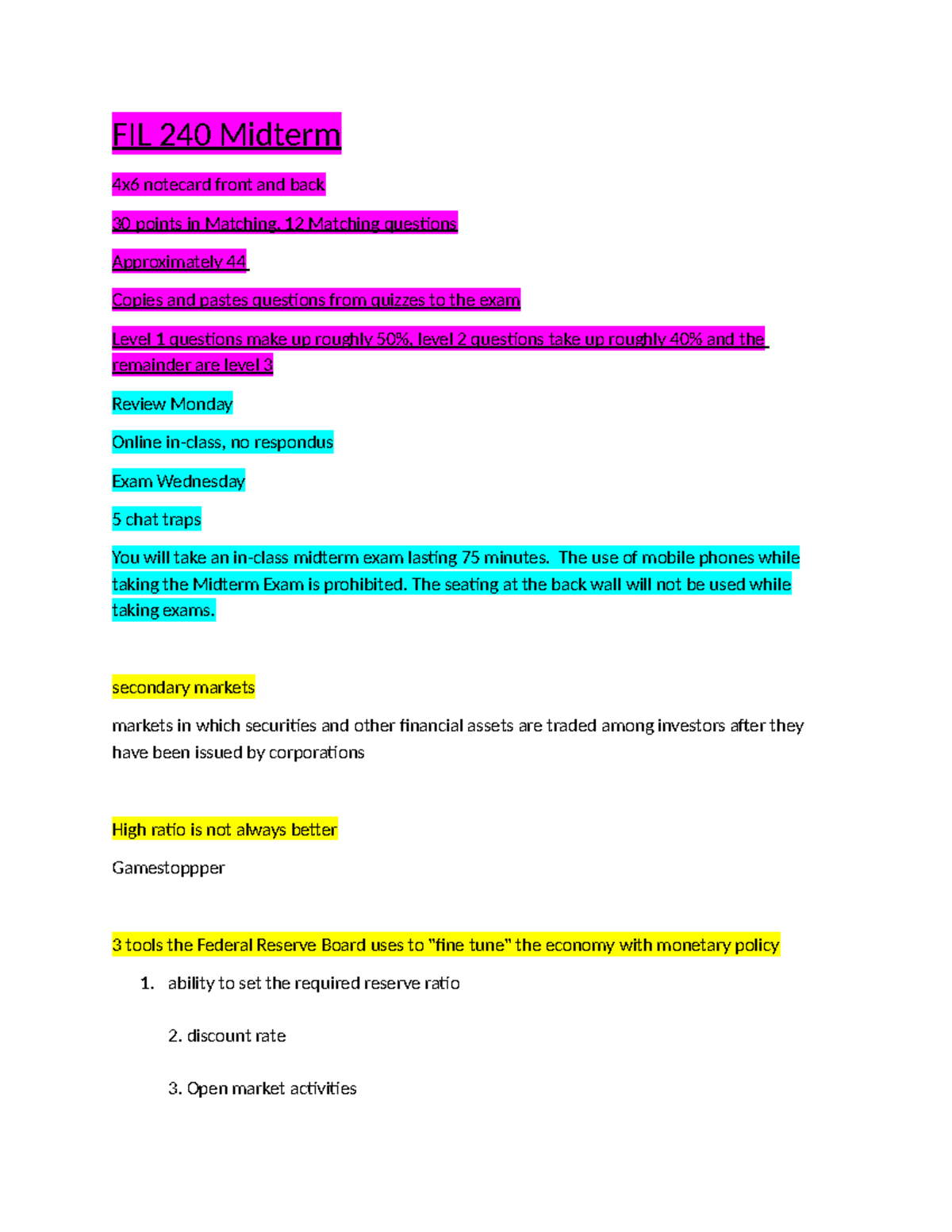 FIL 240 Midterm Exam Study Guide: Key Concepts & Review - Studocu