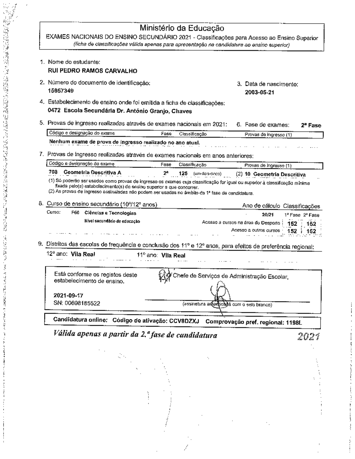 Ficha ENEs - Ministério da Educação EXAMES NACIONAIS DO ENSINO ...