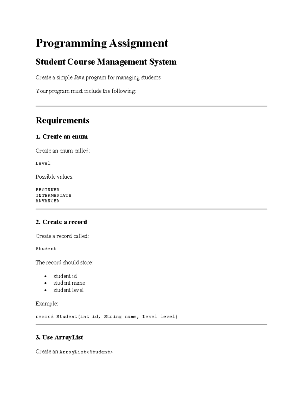 Programming Assignment: Student Management System (CS101) - Studocu