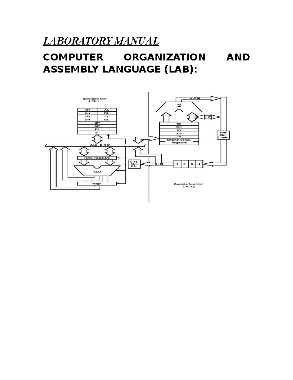 Computer Organization and Assembly language Manual - Bachelor of ...