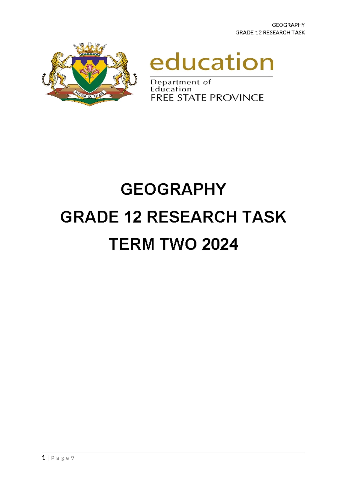 Geography Grade 12 Research Task Guidelines - Term 2 2024 - Studocu